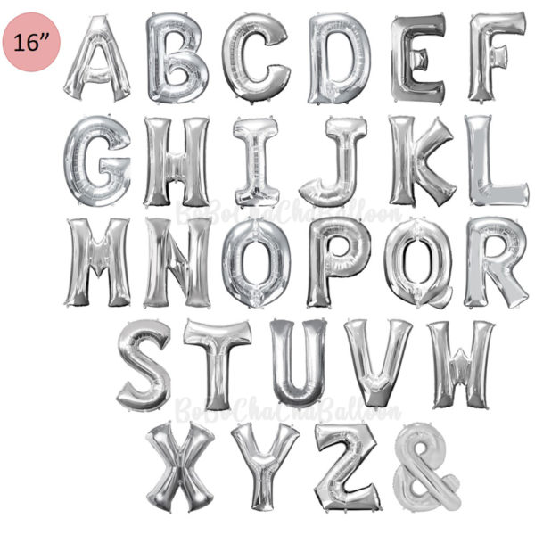 16 inch Letter Balloons – Bright Silver - Customised Helium Balloon ...