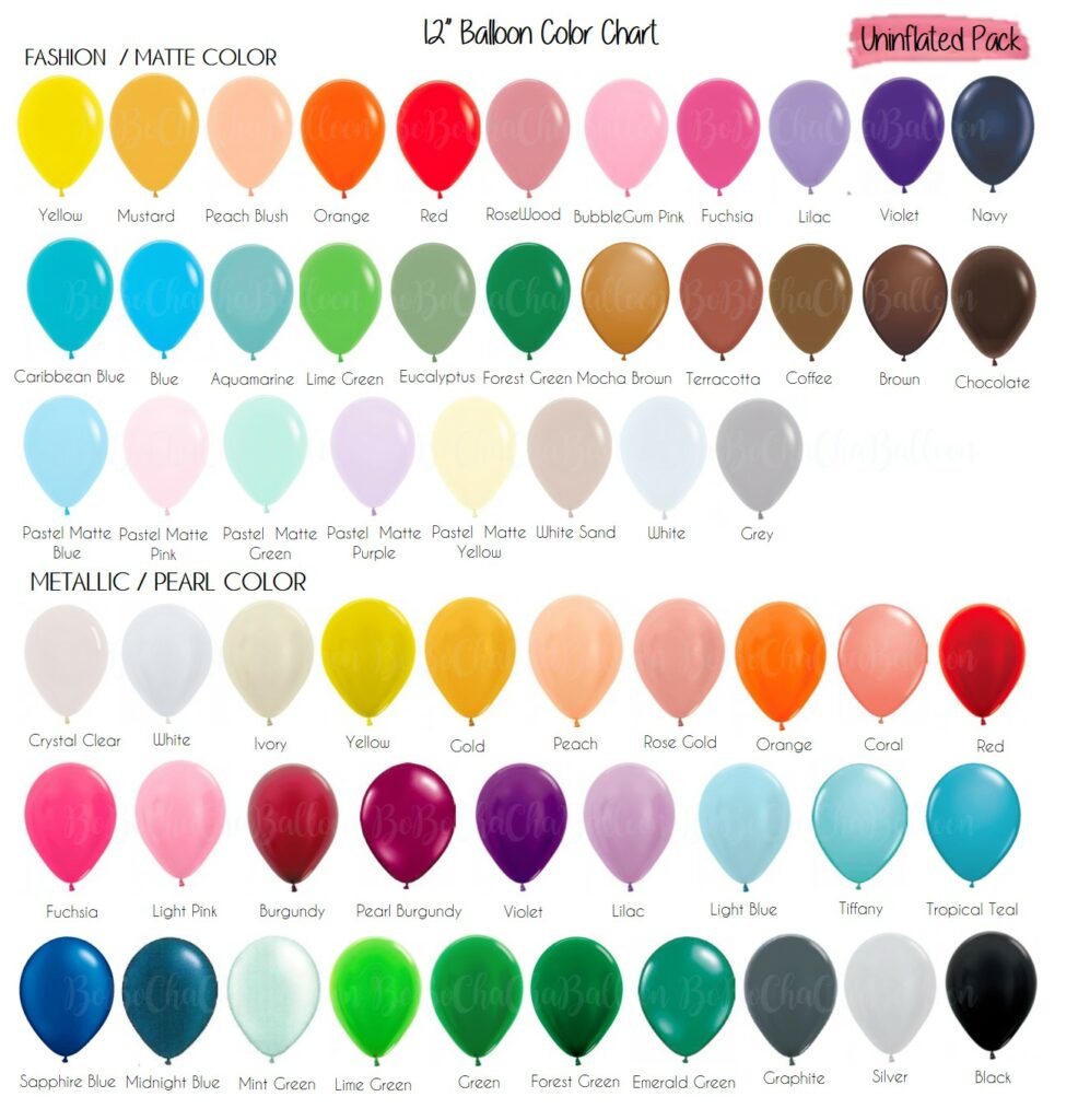 12 inch Plain Latex Balloon – Fashion / Metallic Colors (Flat Packaging ...