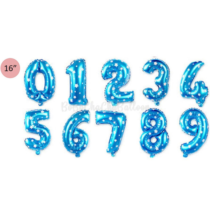 16 inch Number Balloons – Blue Starry Night - Customised Helium Balloon ...