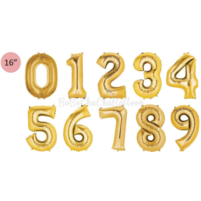 16 inch Number Balloons – Shiny Gold - Customised Helium Balloon ...