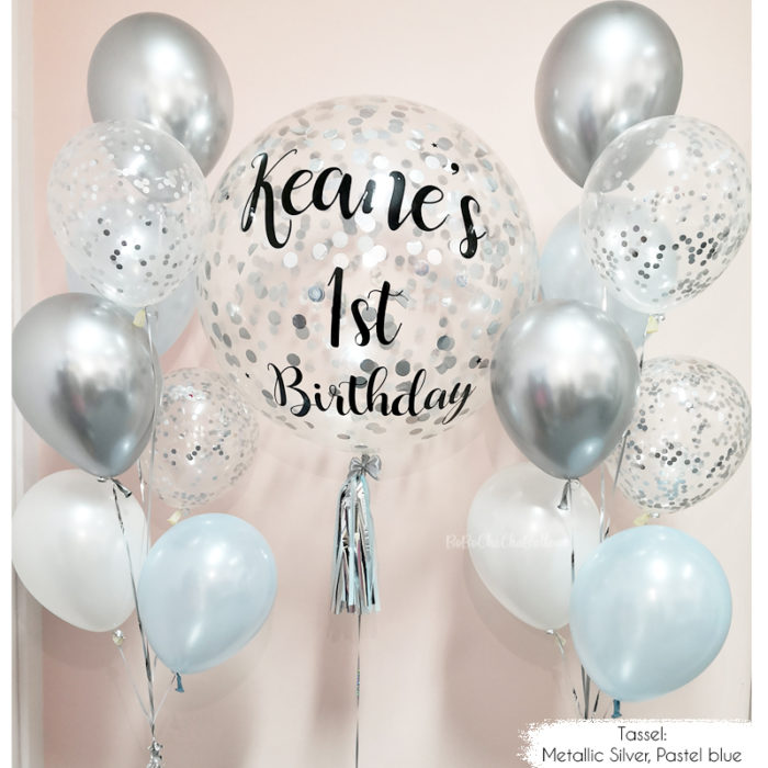[36 inch Personalised Jumbo Balloon] - Silver Confetti - Customised ...