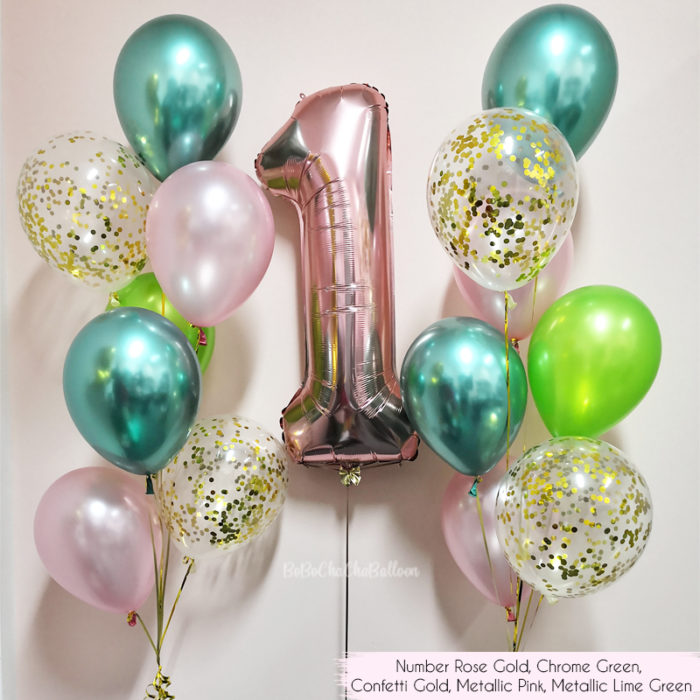 Chrome & Confetti Balloon Bouquet – With Single Number Balloons ...