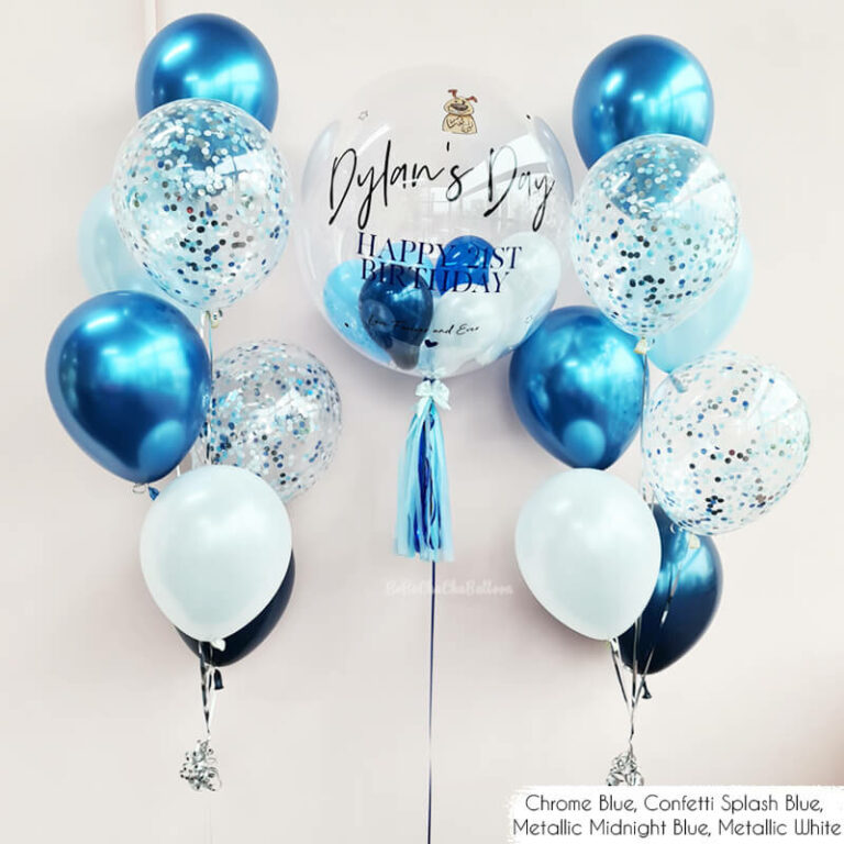 Mixed Chrome And Confetti Balloon Bouquet With 36 Jumbo Personalised