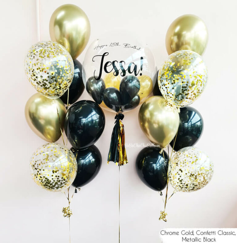 Chrome & Confetti Bouquet – With 24” Personalised Bubble Balloon ...