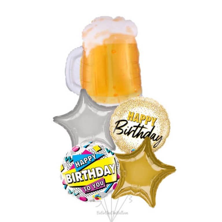 [Birthday] HAPPY BIRTHDAY Beer Mug Foil Balloon Bouquet (5pcs ...