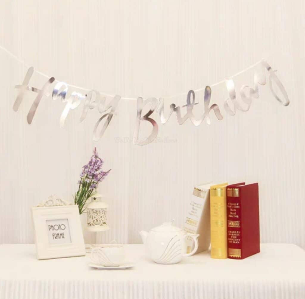 Happy Birthday Banner – Silver - Customised Helium Balloon Delivery ...