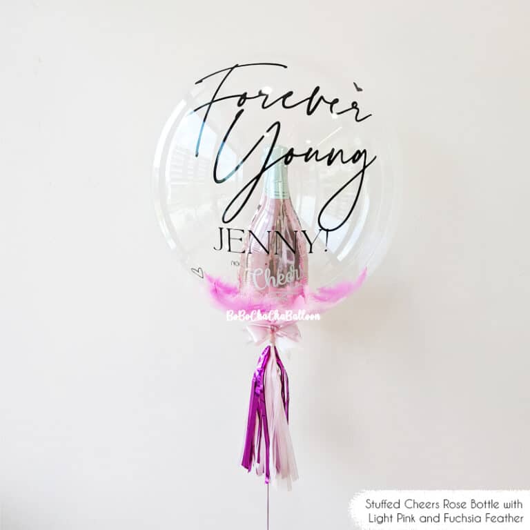 [24 inch Personalised Bubble Balloon] - Stuffed Cheers Rosé Bottle with ...