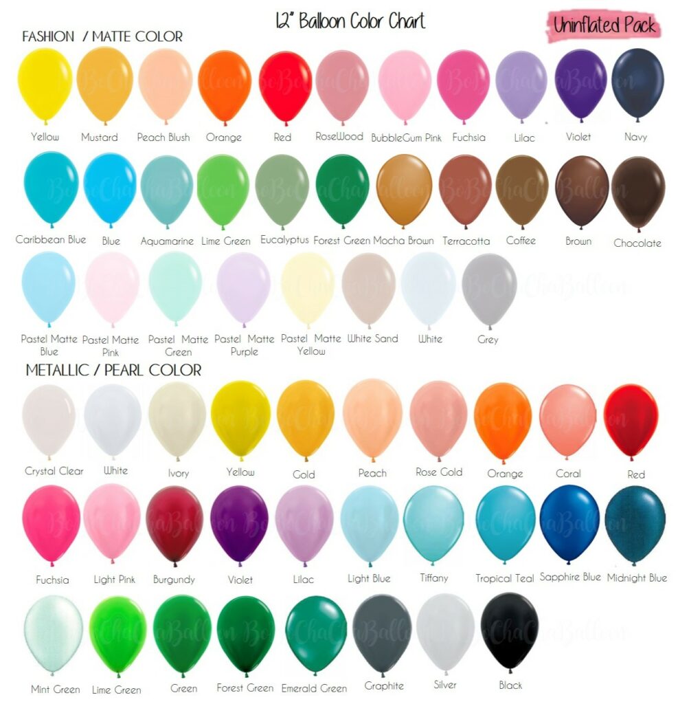 12 inch Plain Latex Balloon – Fashion / Metallic Colors (Flat Packaging ...