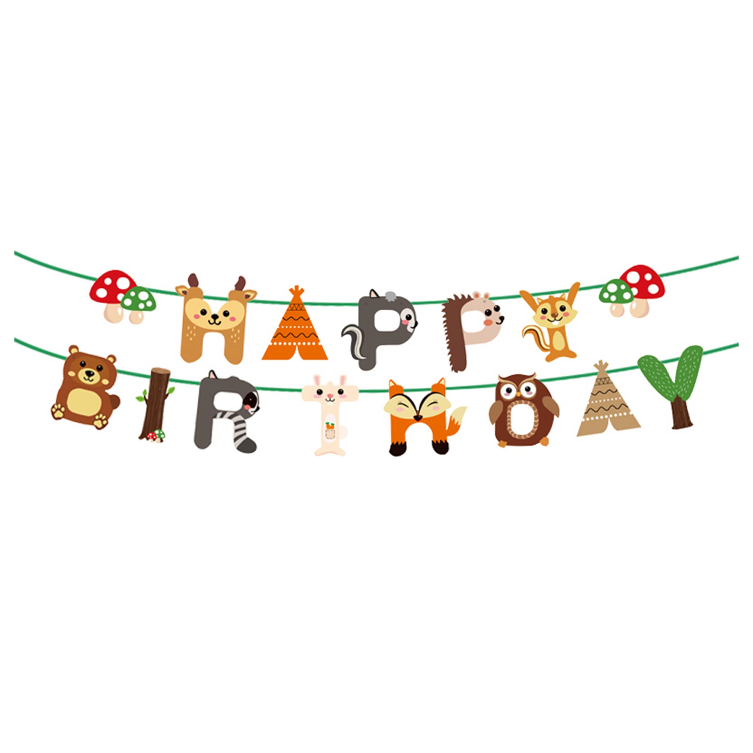 Happy Birthday Banner – Woodland Animal Themed (Design 2) - Customised ...