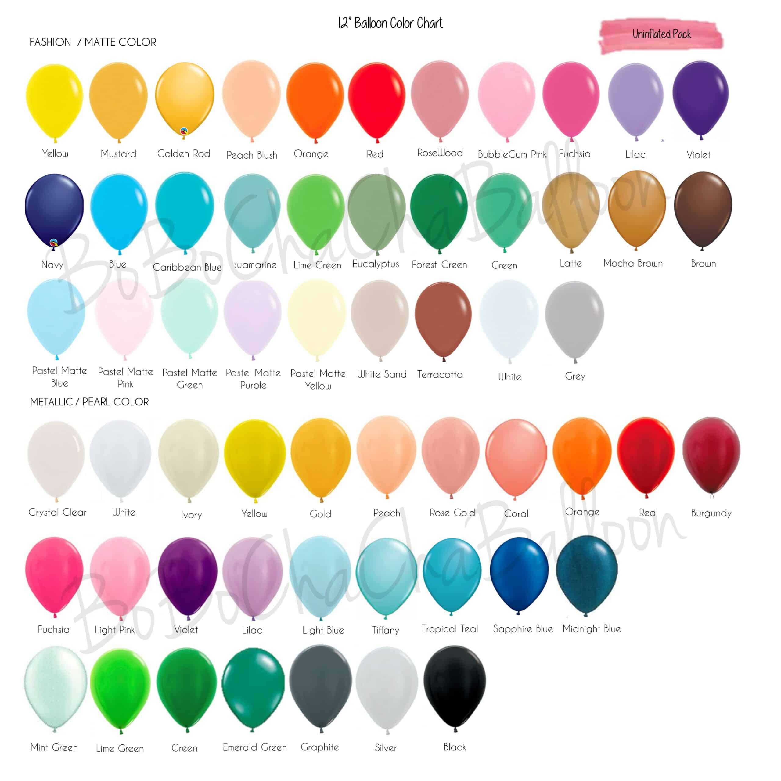 12 inch Latex Balloon – Metallic / Fashion Colors (Helium Inflated ...
