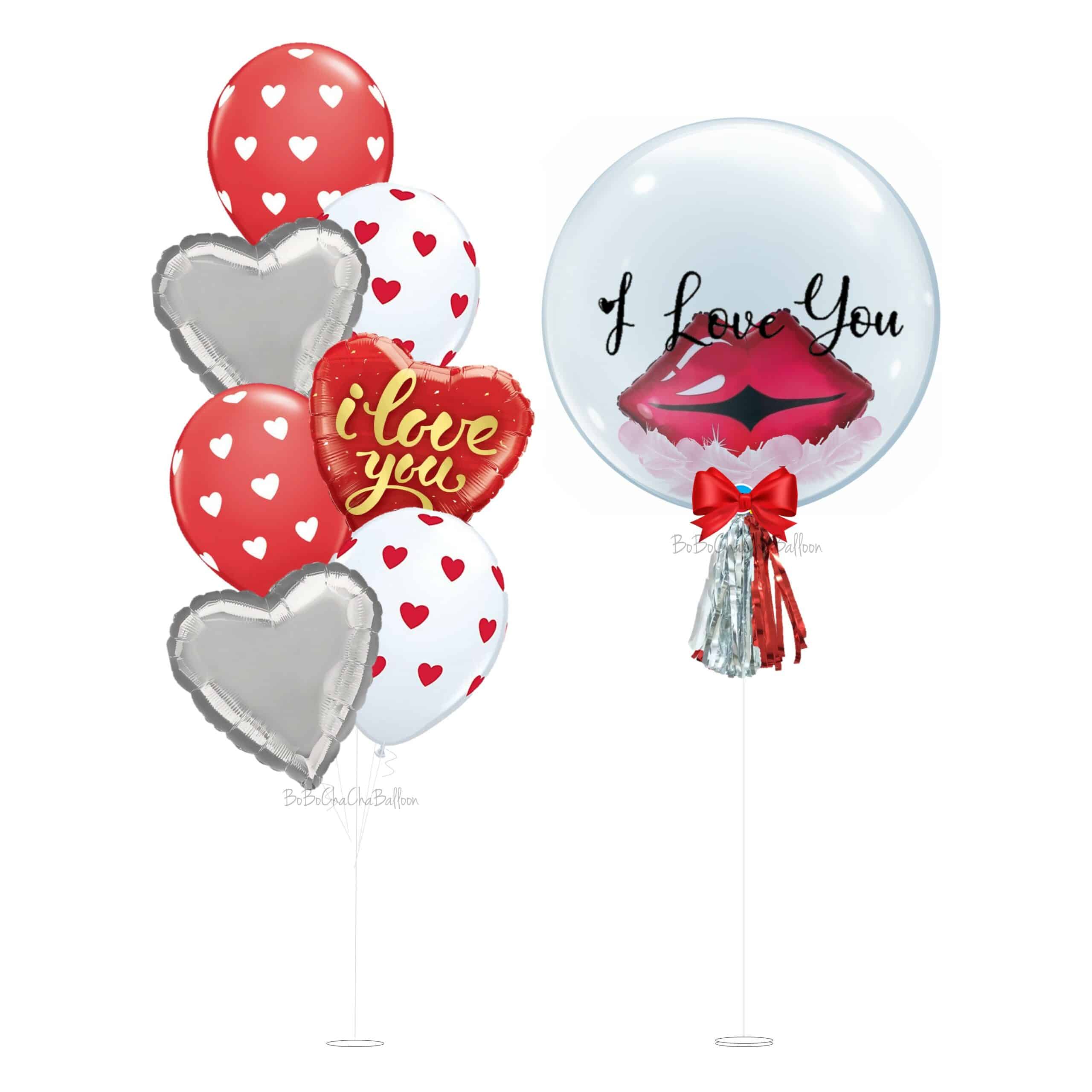 24″ Bubble Balloon I Love You Kiss Balloon - Customised Helium Balloon ...