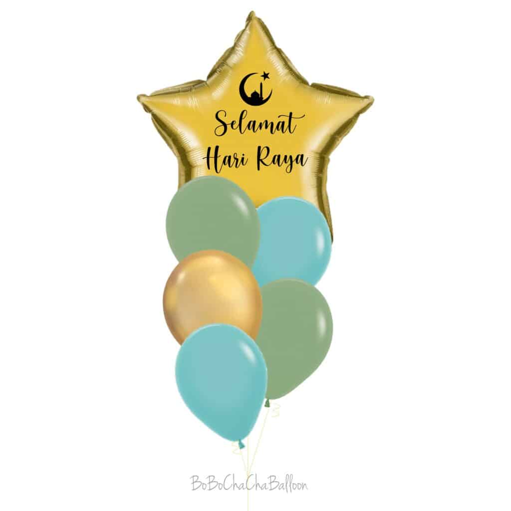 [Selamat Hari Raya] Star Mixed Balloon Bouquet (6pcs) - Customised ...