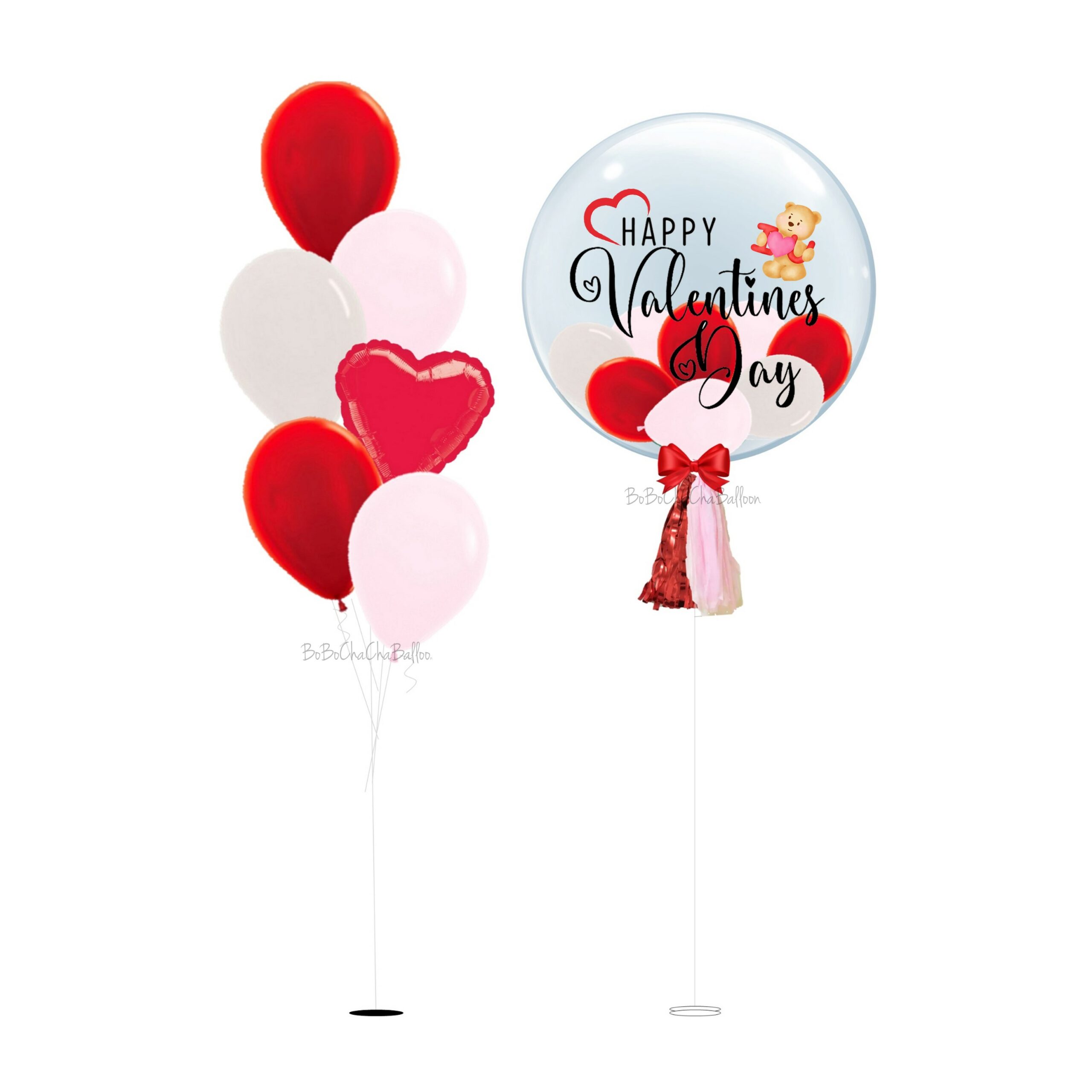 [Valentine's Day] 24″ Bubble Balloon Red Pink Set - I Love You Bear ...