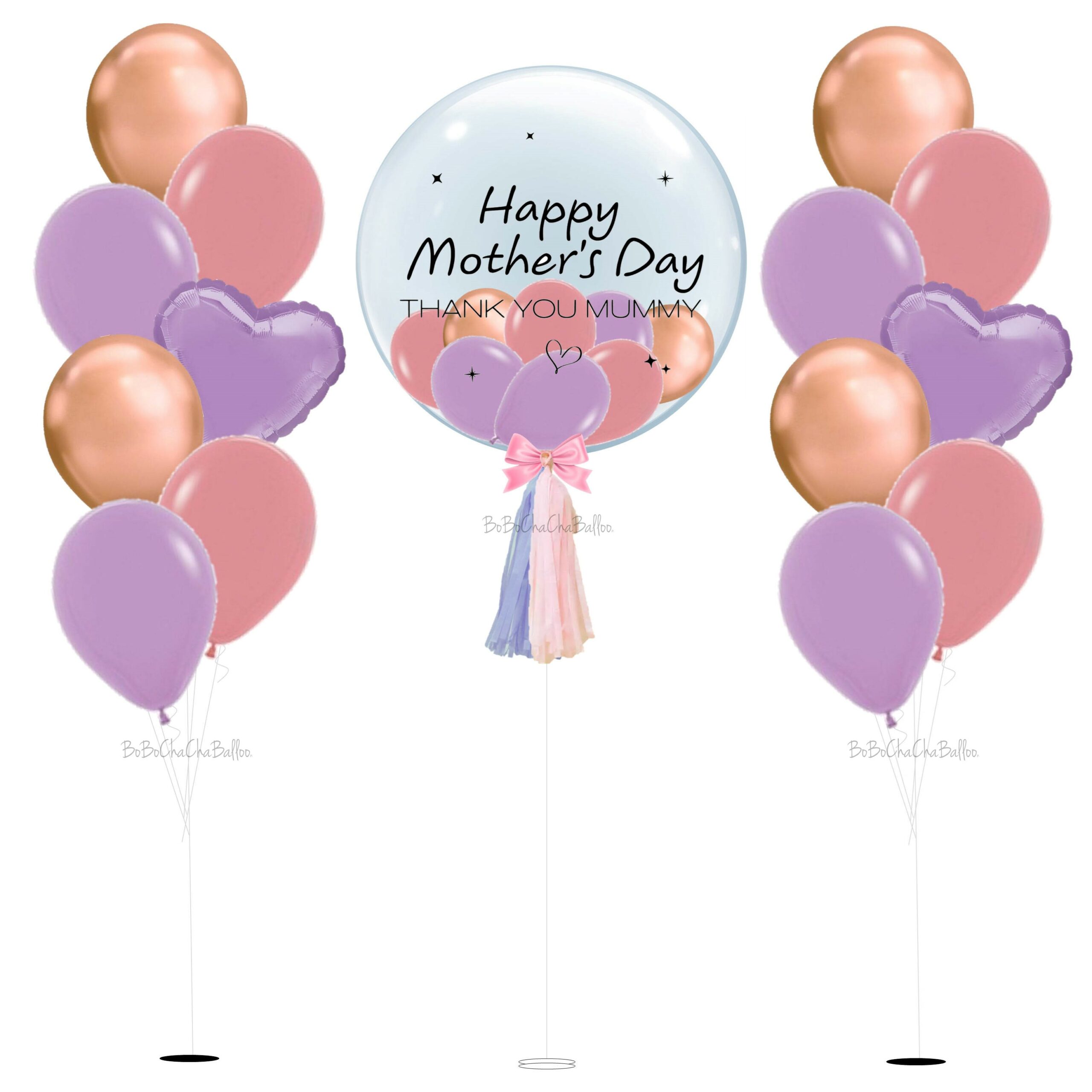 [Mother's Day] 24″ Bubble Balloon Set - Chrome Copper & Purple ...