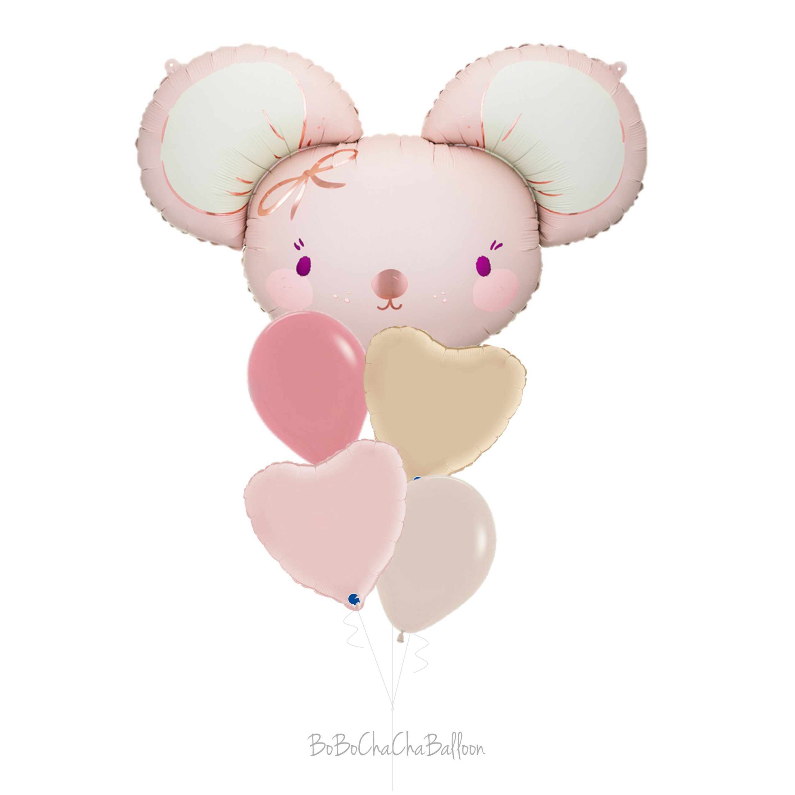 [Animal] Pink Mouse Mixed Balloon Bouquet (5pcs) - Customised Helium ...