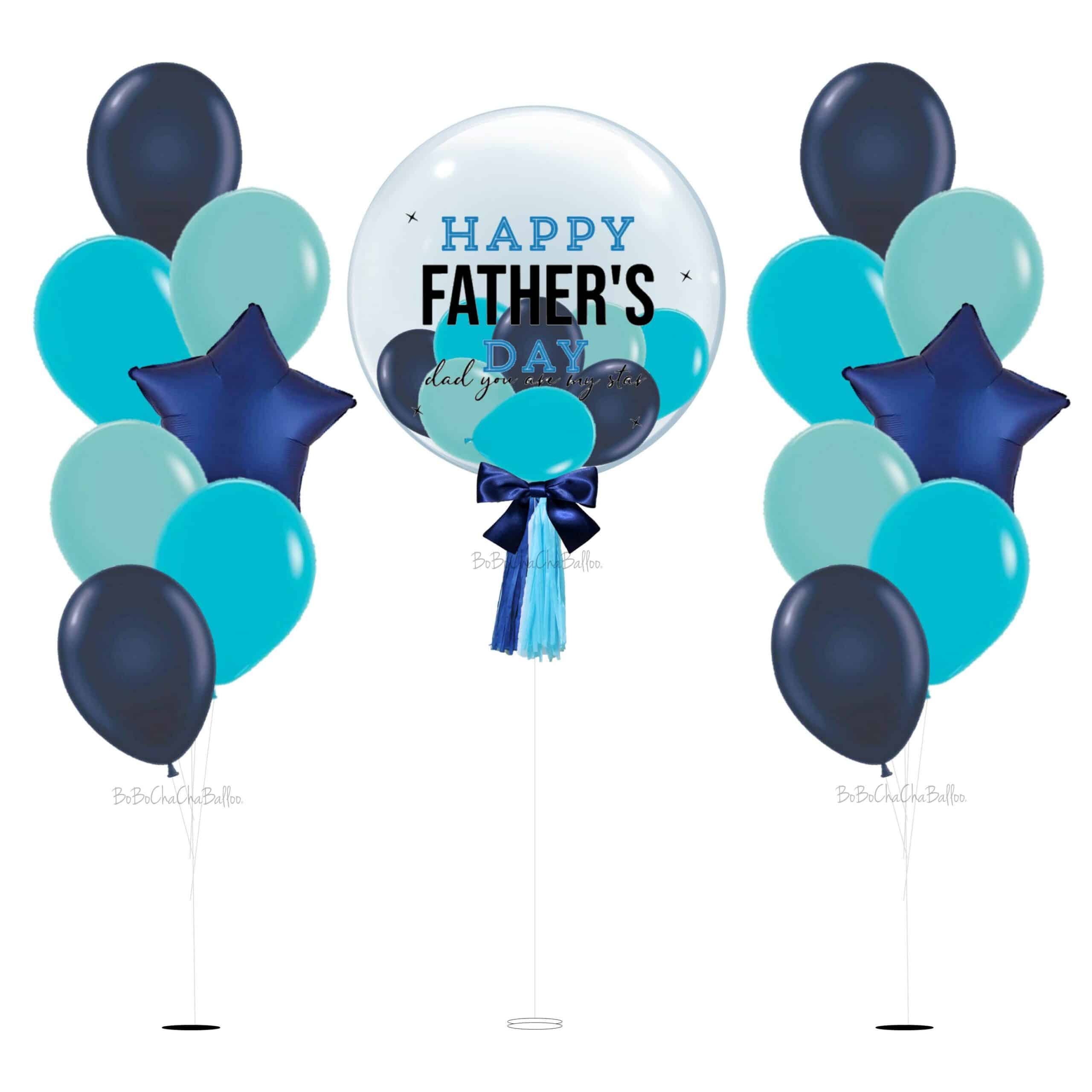 [Father Day] Dad You Are My Star 24″ Bubble Balloon Set - Navy,Tiffany ...