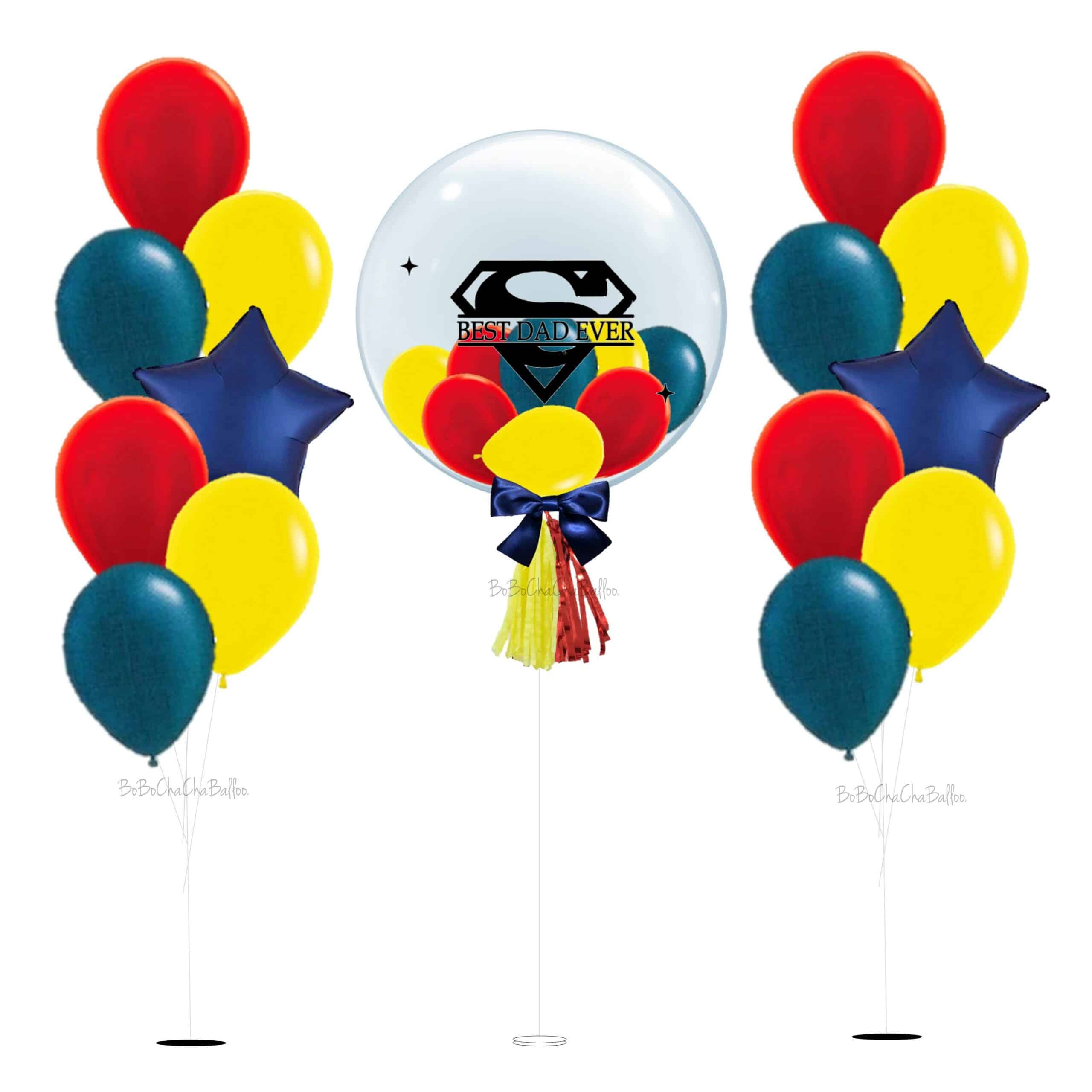 [Father Day] Best Dad Ever 24″ Bubble Balloon Set - Blue, Red & Yellow ...