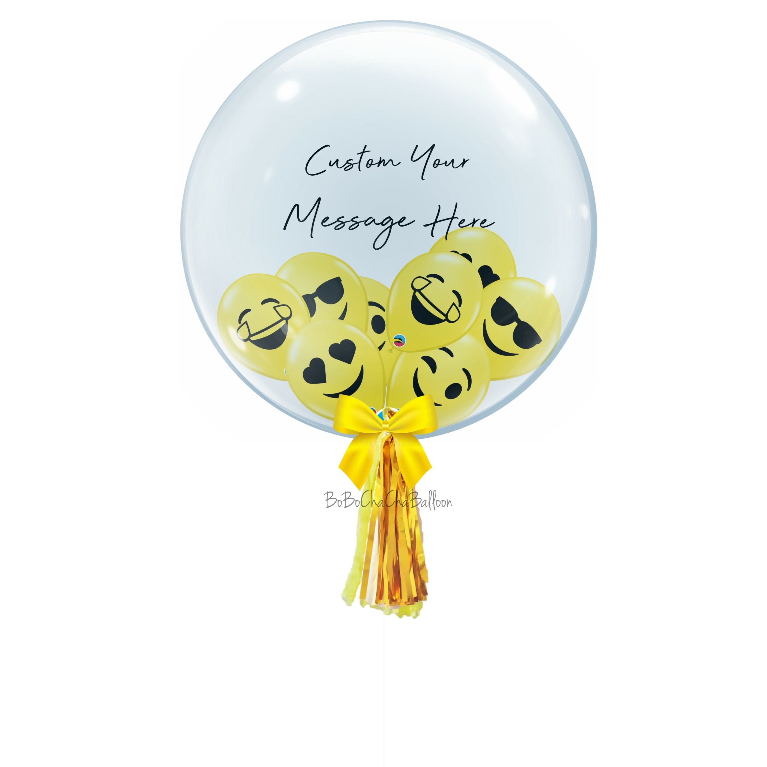 [24 inch Personalised Bubble Balloon] - With Smiley Face Ast Mini ...