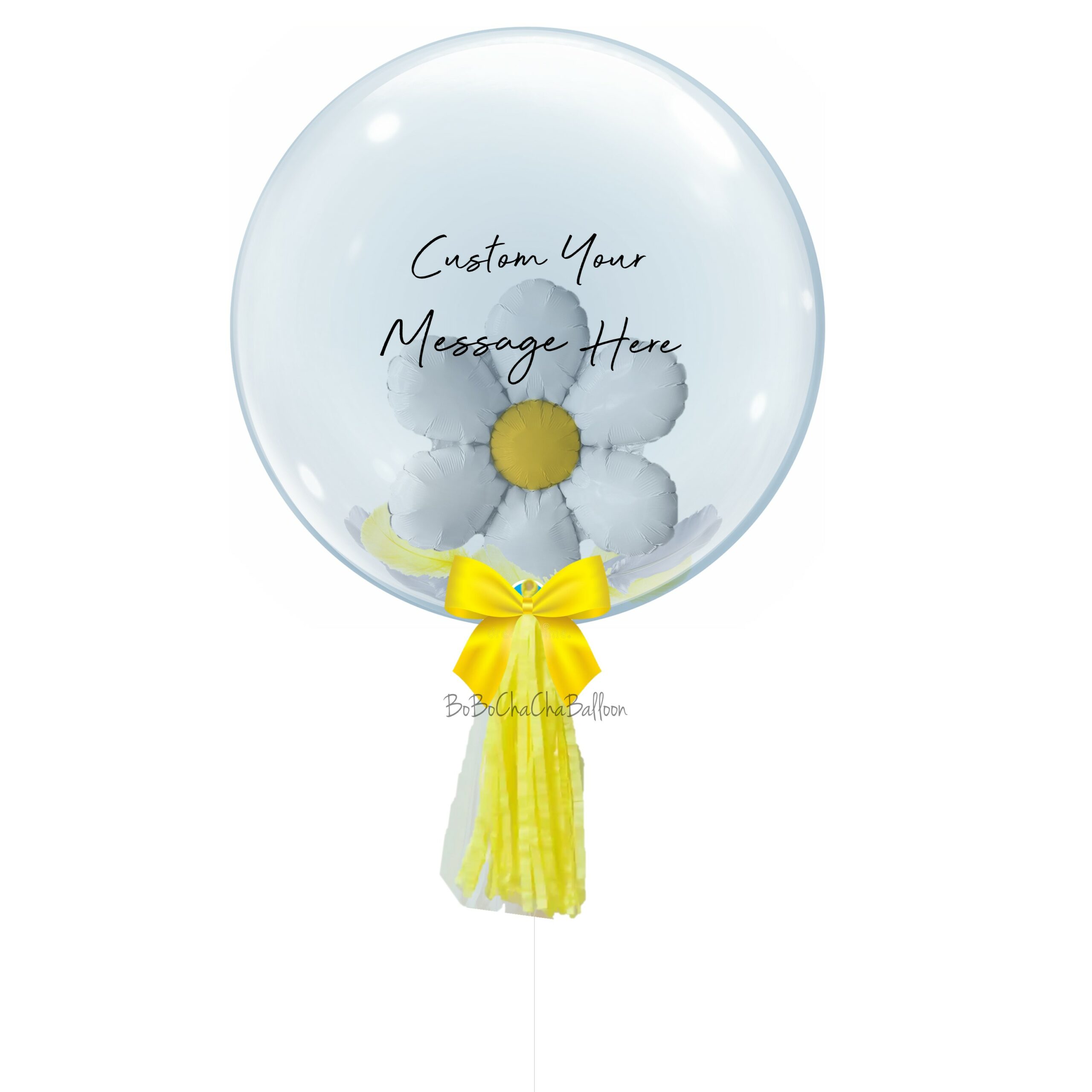 [24 inch Personalised Bubble Balloon] - Stuffed Daisy - Customised ...