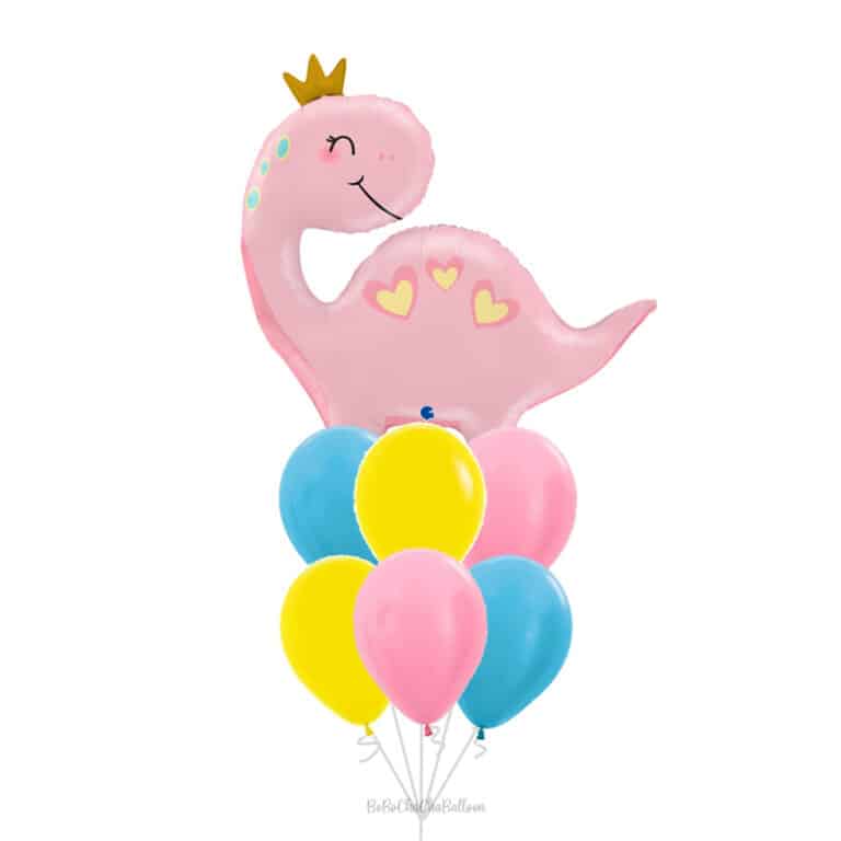 [Dinosaur] Pink Dino Balloon Bouquet (7pcs) - Customised Helium Balloon ...