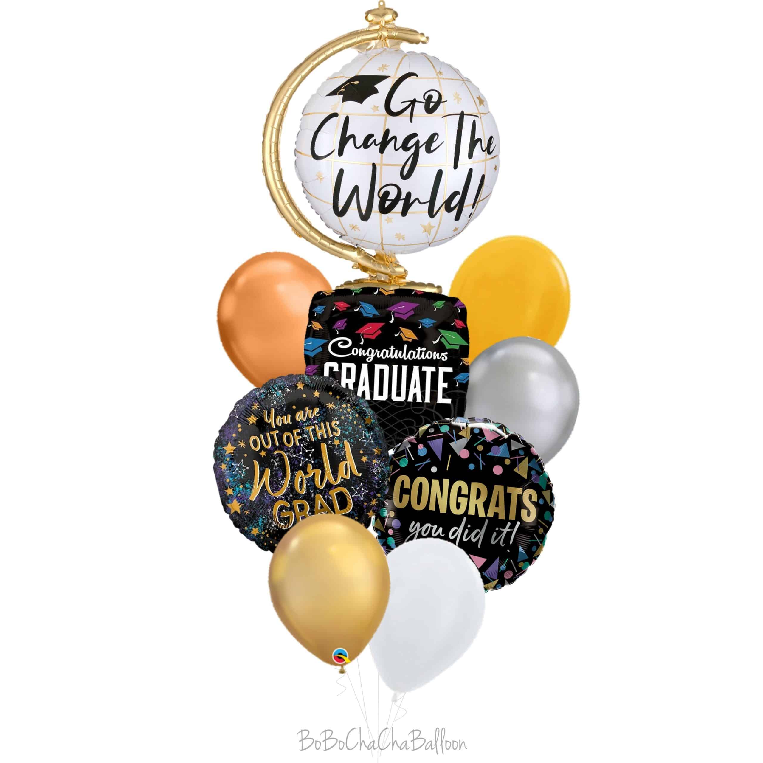 [Graduation] Go Change The World Globe Mixed Balloon Bouquet (9pcs ...
