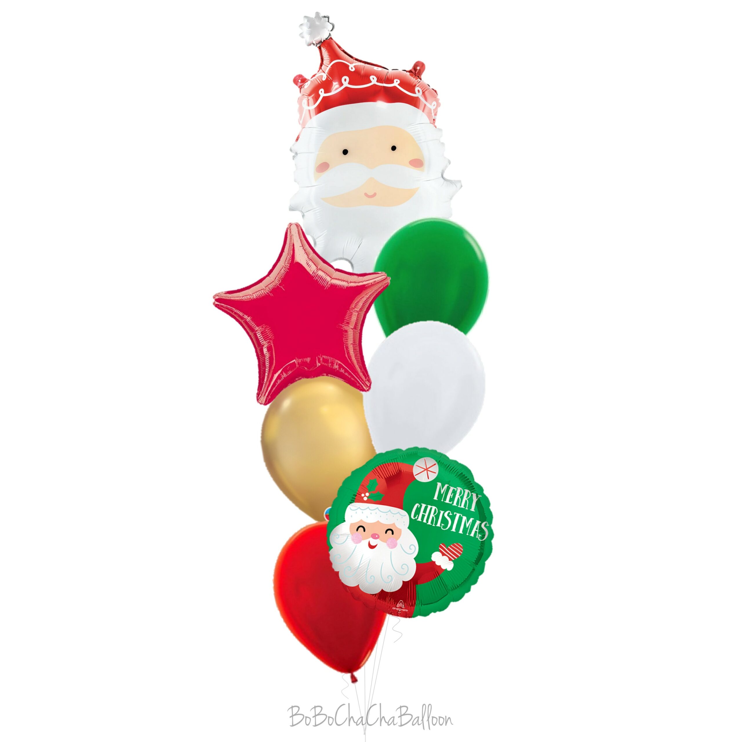 [CHRISTMAS] Smiley Santa Christmas Head Mixed Balloon Bouquet (7pcs ...