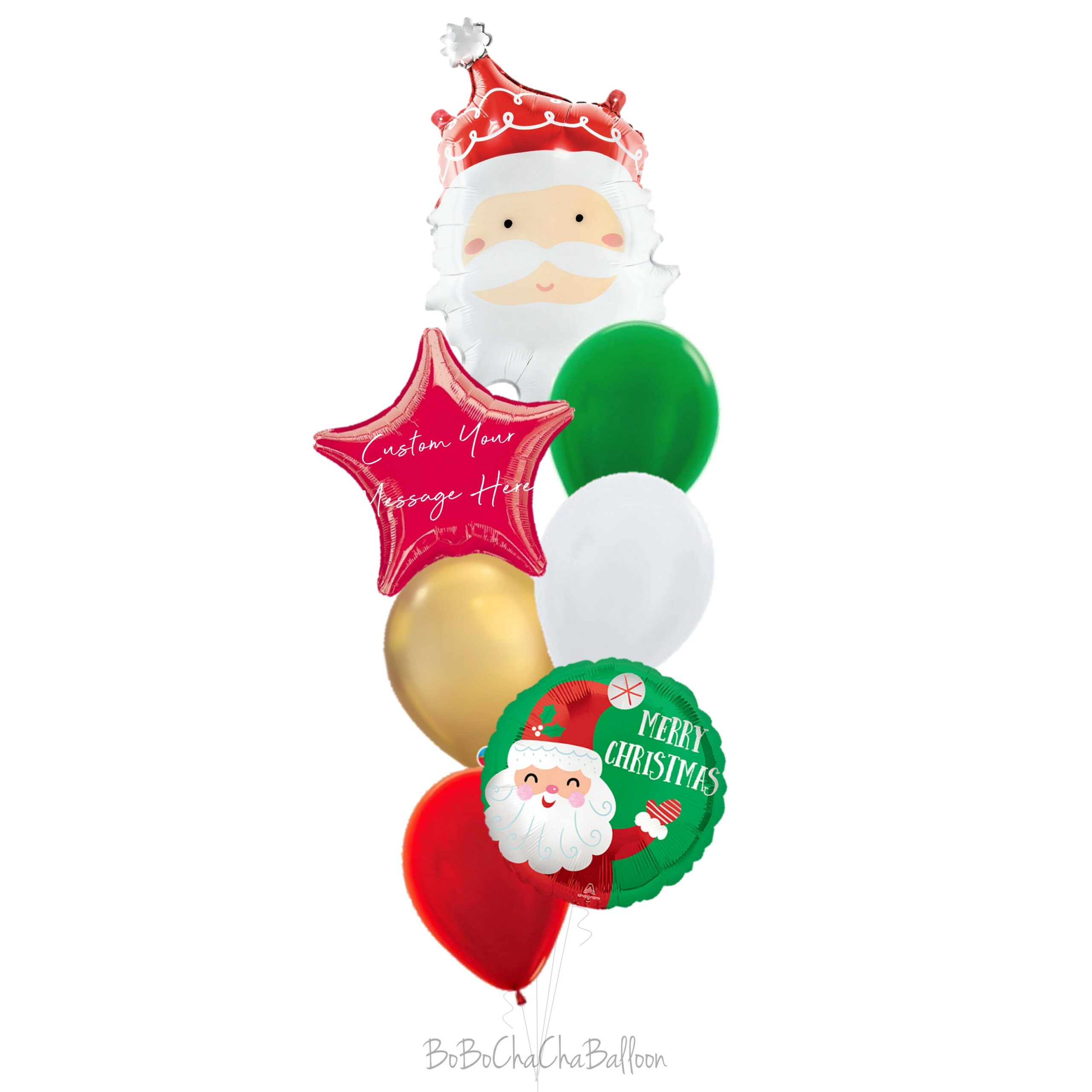 [CHRISTMAS] Smiley Santa Christmas Head Mixed Balloon Bouquet (7pcs ...