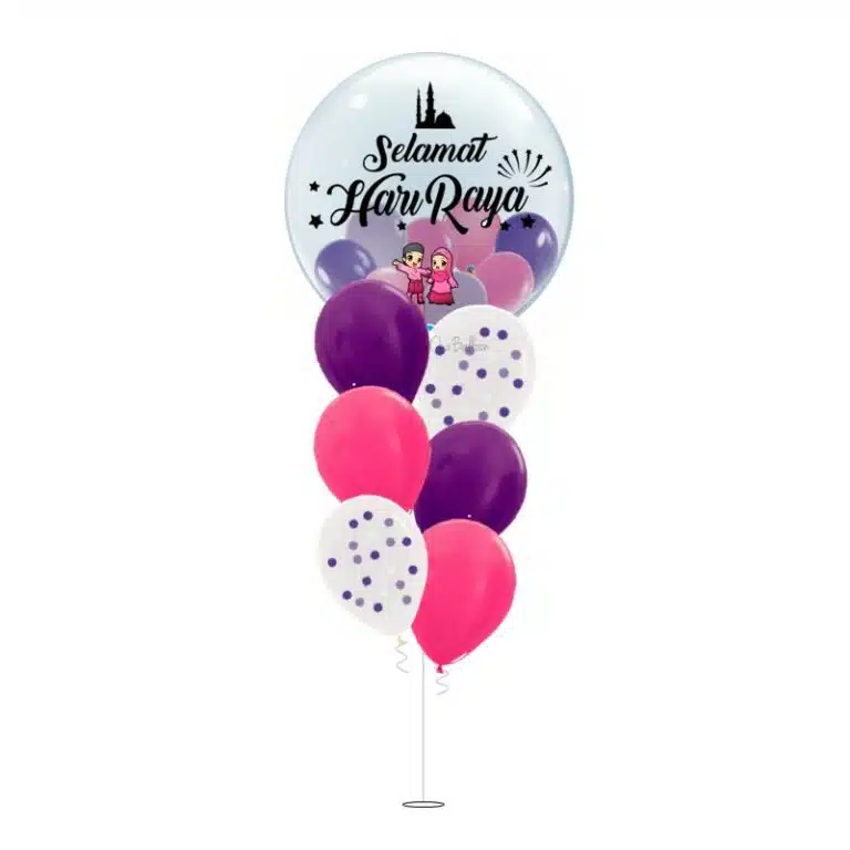 [Selamat Hari Raya] 24″ Bubble Balloon With Confetti Balloon Bouquet ...