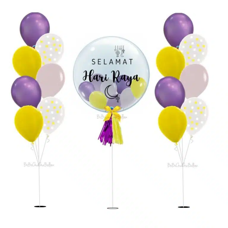 [Selamat Hari Raya] 24″ Bubble Balloon With Chrome & Confetti Bouquet ...