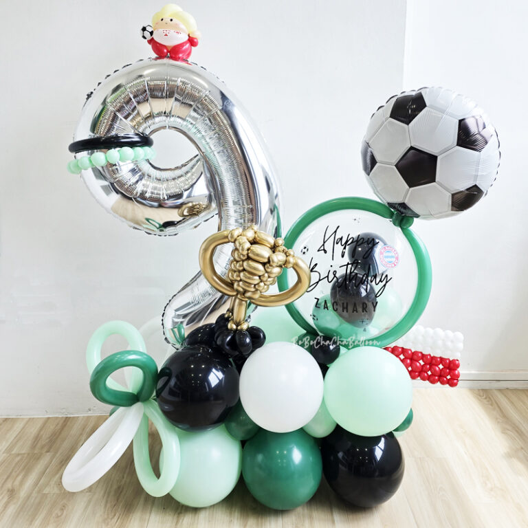 Number Balloon Stand - Football Theme with Personalised Balloons ...