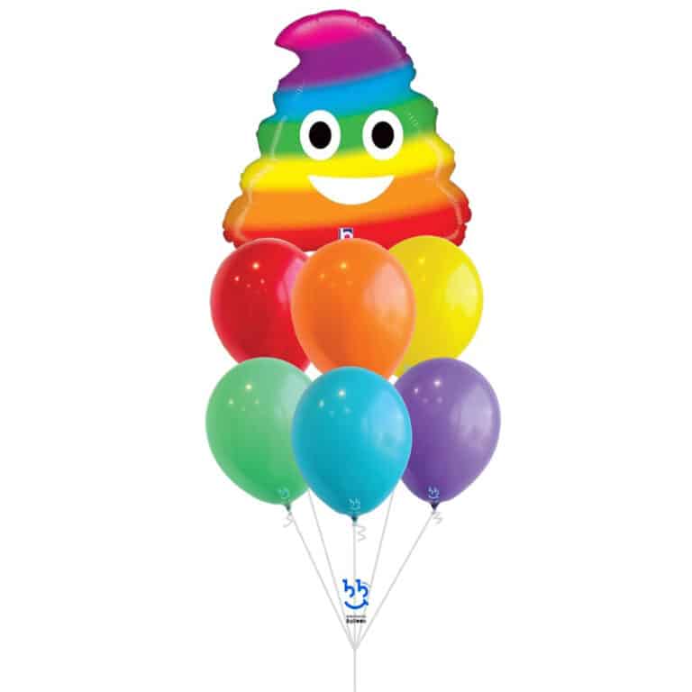 [Rainbow] Emoji Rainbow Poop Balloon Bouquet (7pcs) - Customised Helium ...