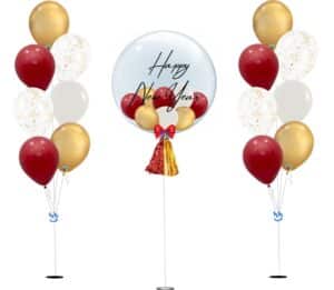[Chinese New Year] 24″ Bubble Chrome Gold White Balloon Set - Happy New ...