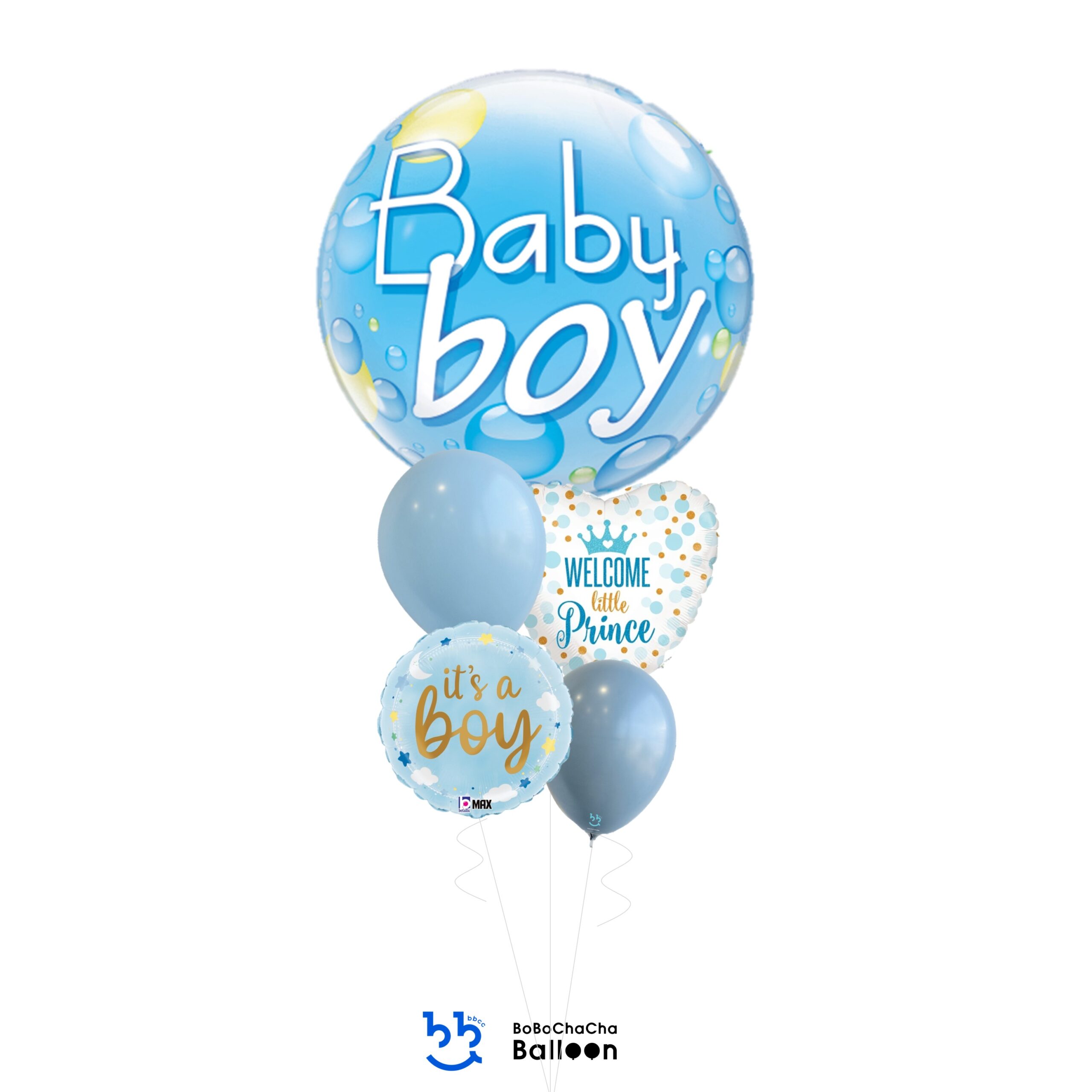 [Baby Shower] Baby Boy Bubble Mixed Foil Balloon Bouquet - Customised ...