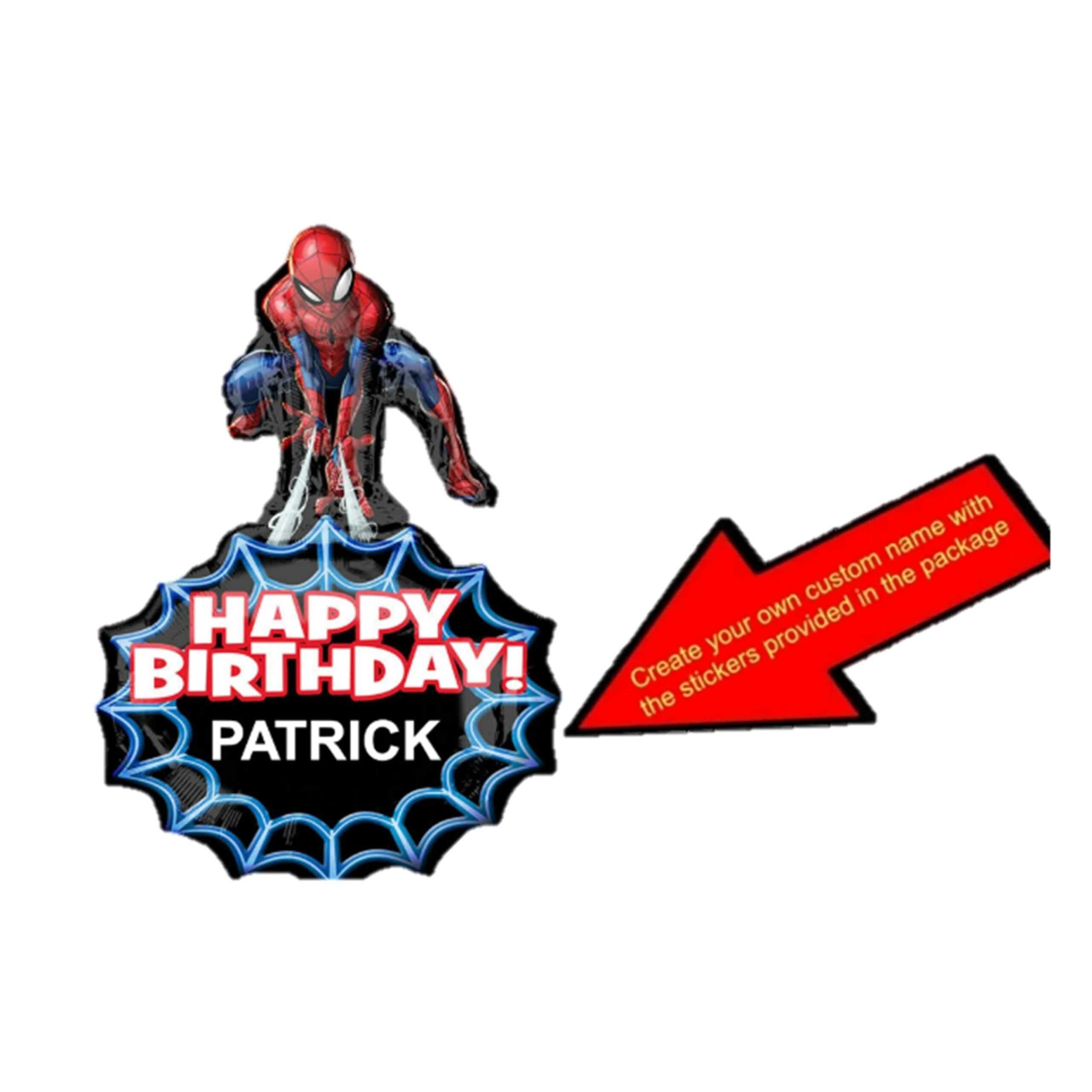 [Spiderman] 34inch Happy Birthday Spider-Man Personalized Foil Balloon ...
