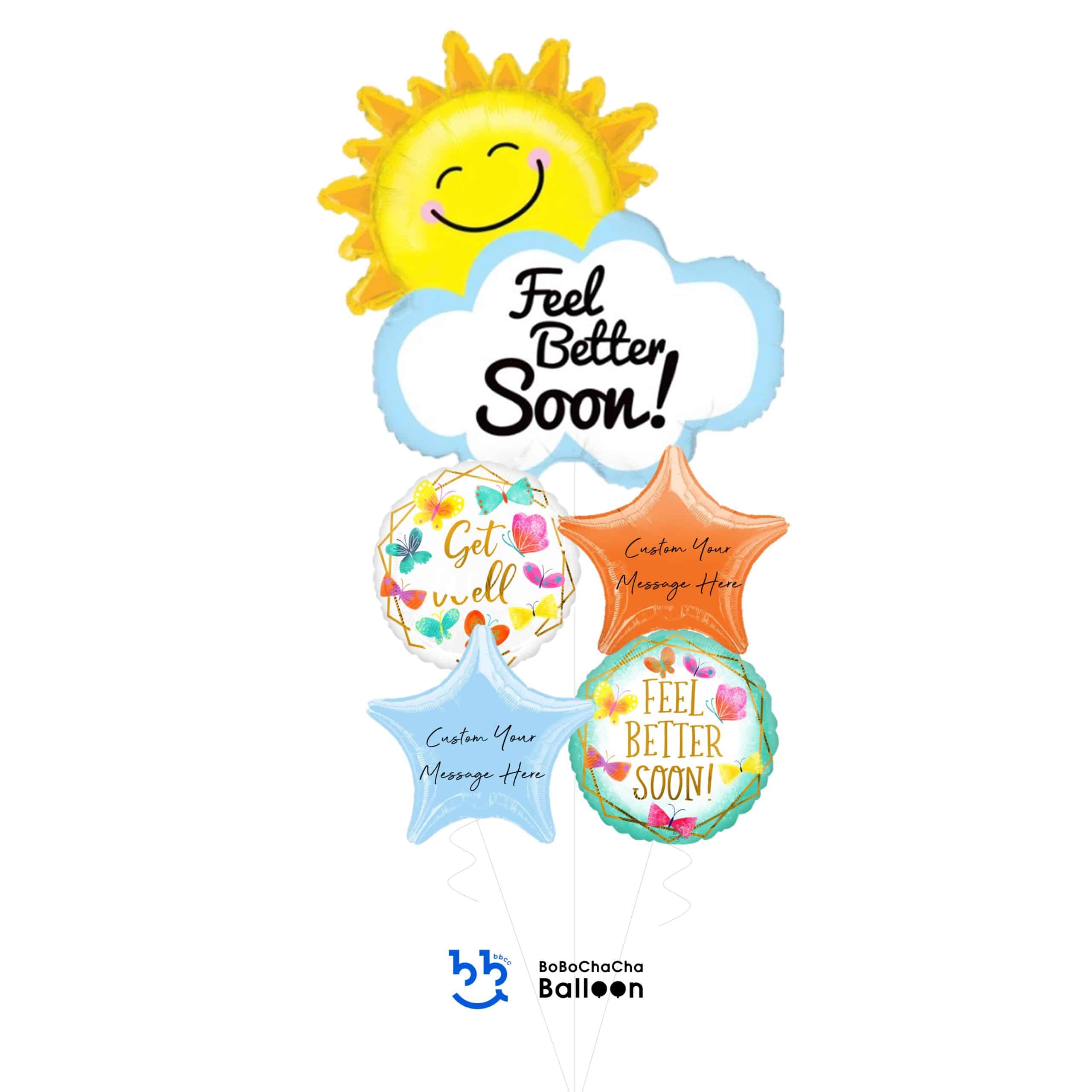 [Get Well Soon] Feel Better Soon Sunshine Foil Balloon Bouquet (5pcs ...