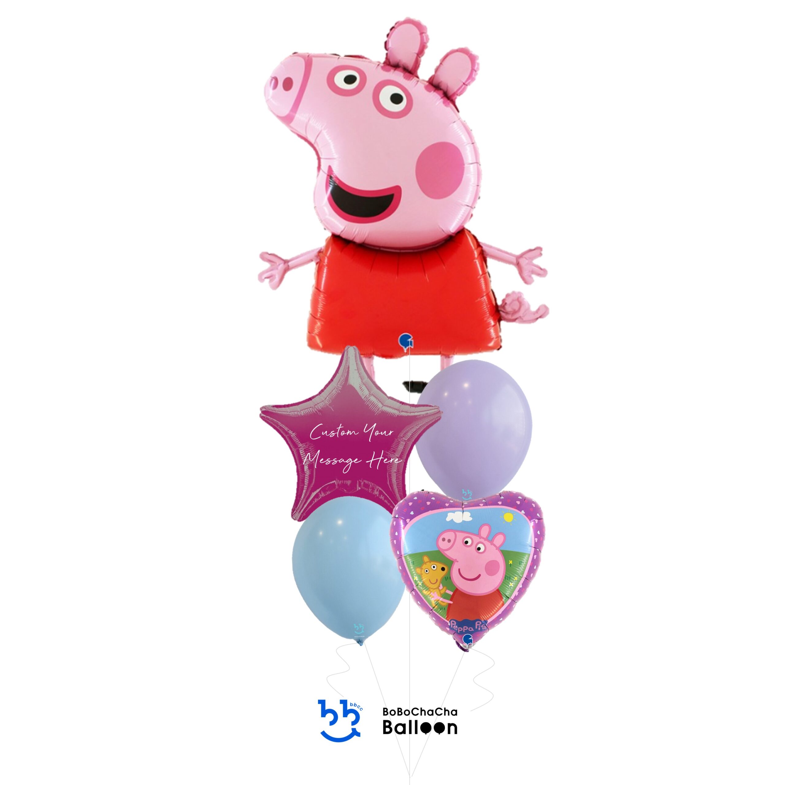 [Peppa Pig] Peppa Pig & Teddy Mixed Balloon Bouquet (5pcs) - Customised ...