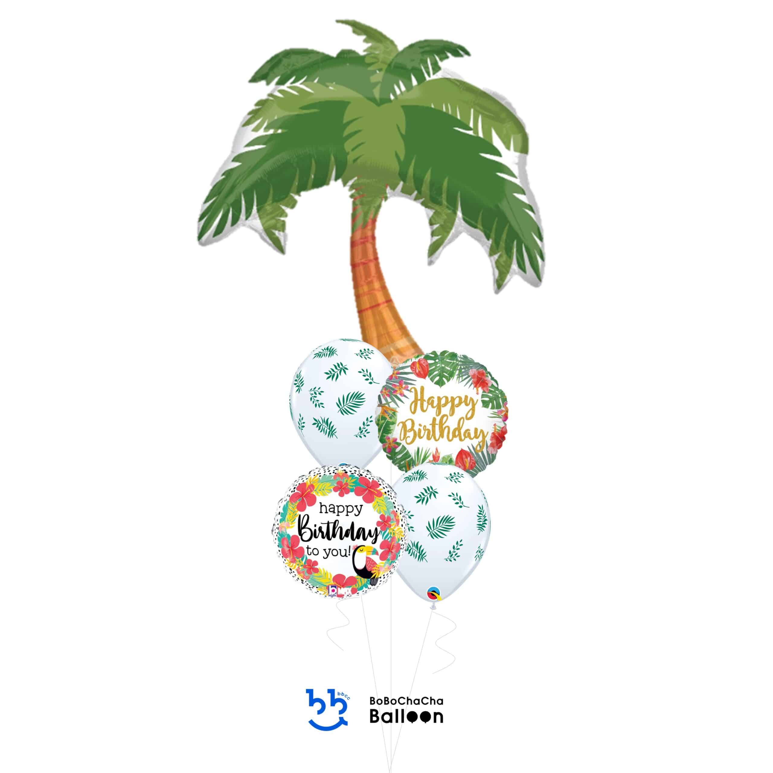 [Tropical Hawaiian] Beach Life Palm Tree Mixed Balloon Bouquet (5pcs ...