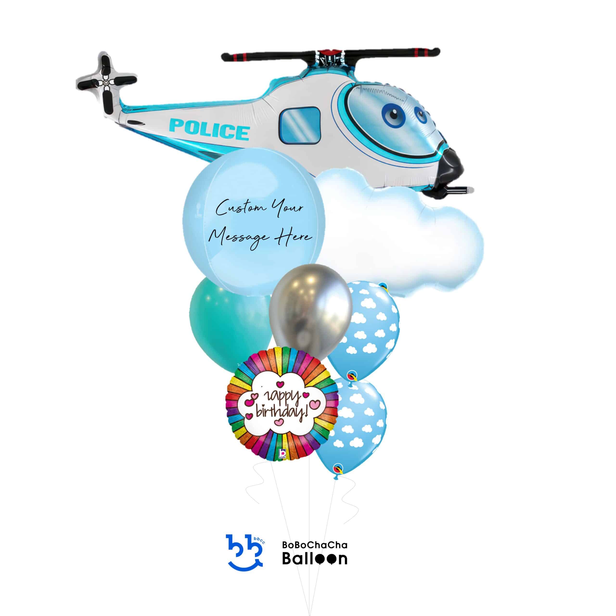 [Transportation] Police Helicopter Orbz Giant Mixed Balloon Bouquet ...